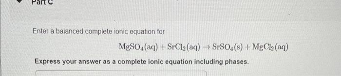 Solved Enter a balanced net ionic equation for | Chegg.com