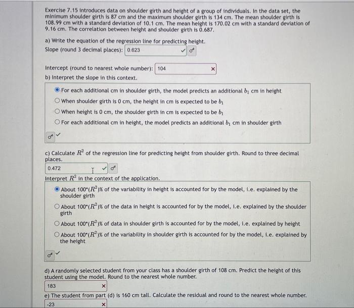 Solved Exercise 7.15 introduces data on shoulder girth and | Chegg.com