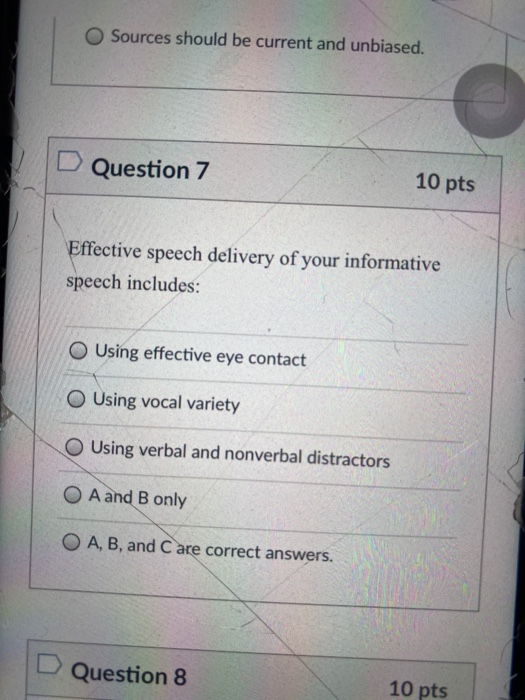 Solved O Sources should be current and unbiased. Question 7 | Chegg.com