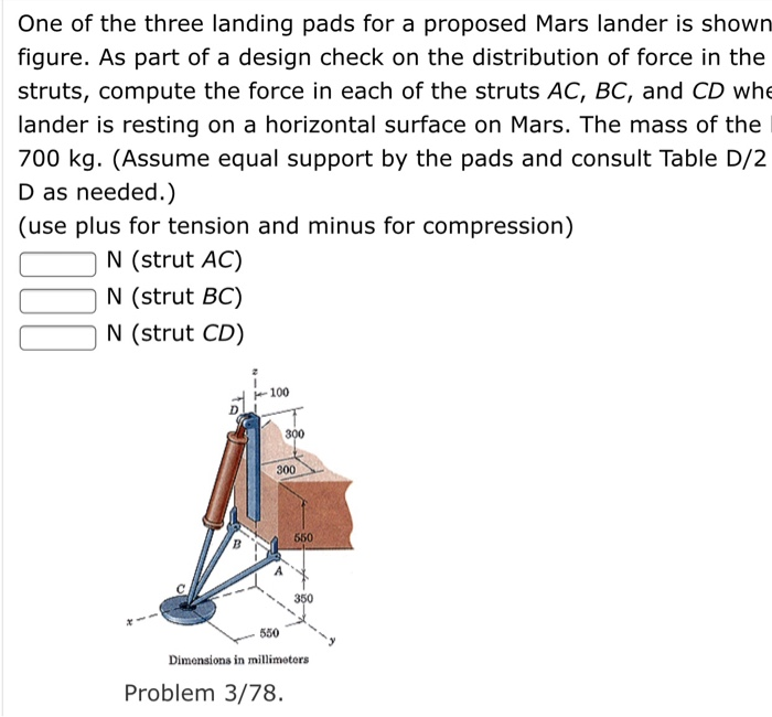 Solved One of the three landing pads for a proposed Mars | Chegg.com