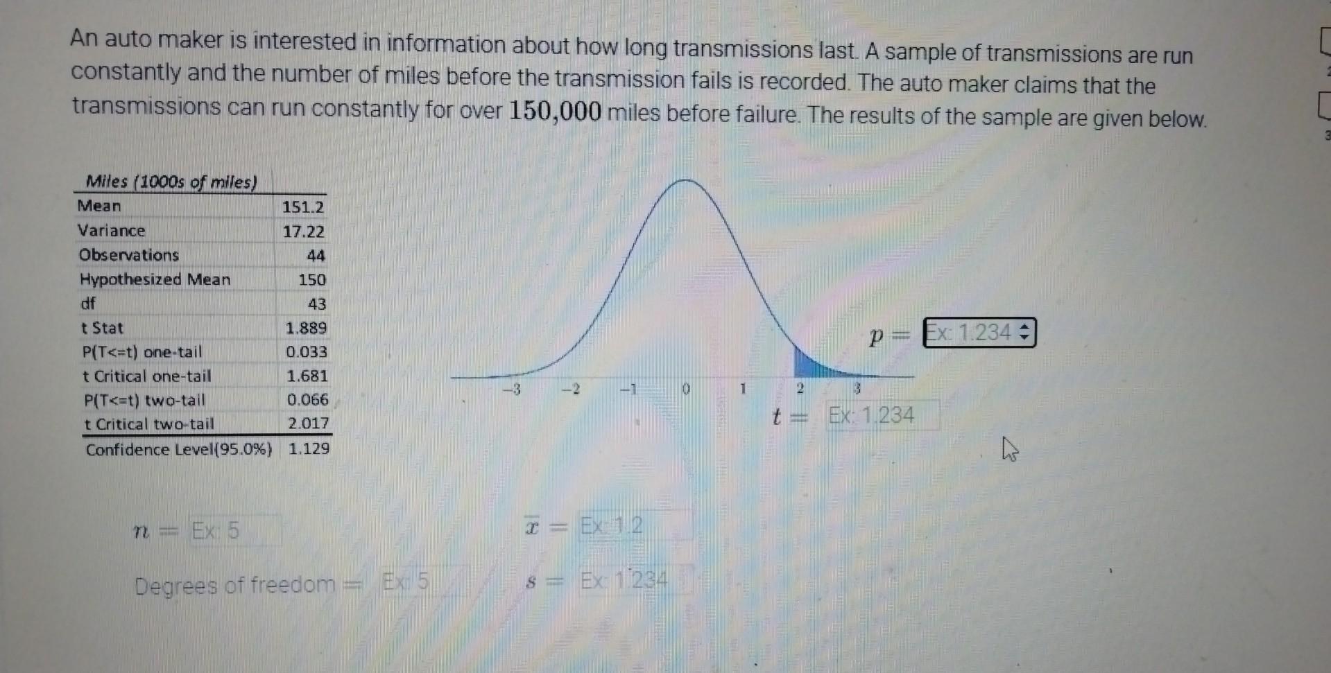 Solved An auto maker is interested in information about how | Chegg.com