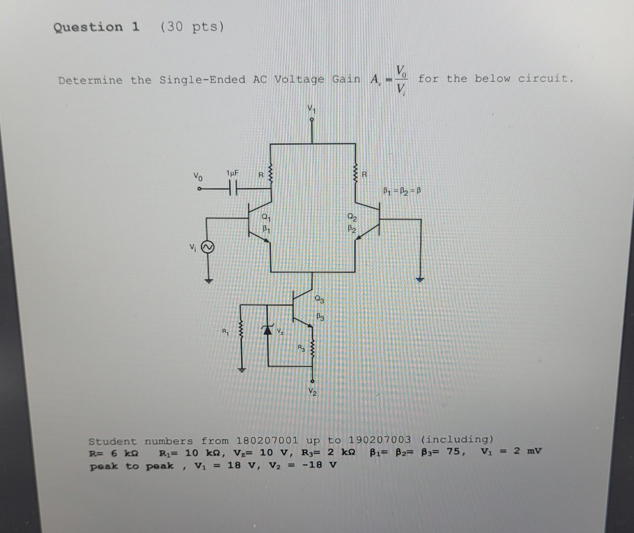 Solved Determine the Single-Ended AC Voltage Gain Av=V0Vi | Chegg.com