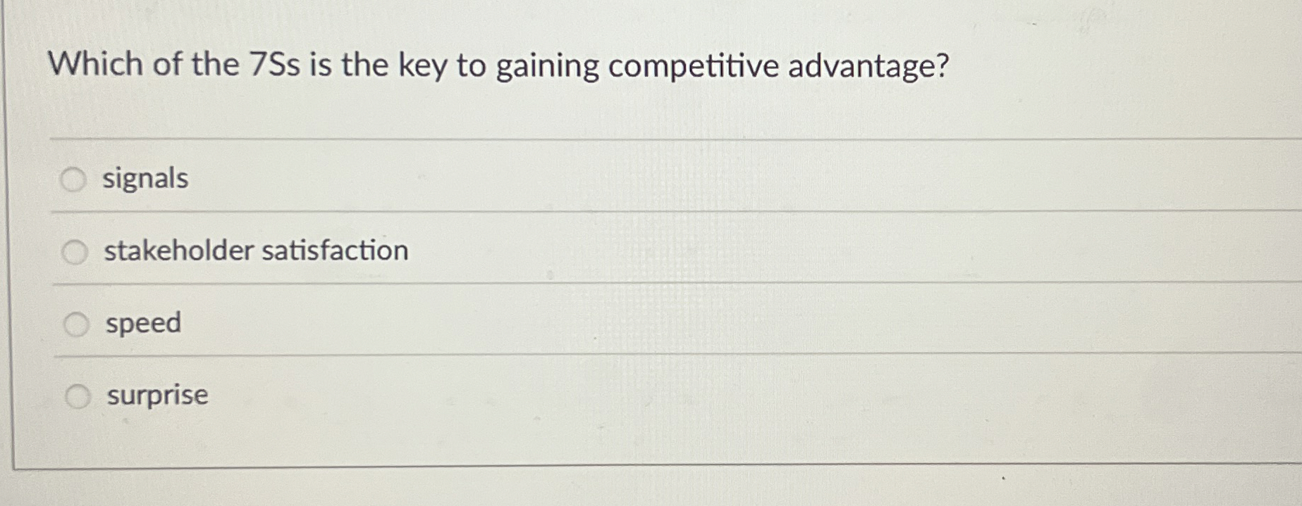 Solved Which of the 7Ss ﻿is the key to gaining competitive | Chegg.com
