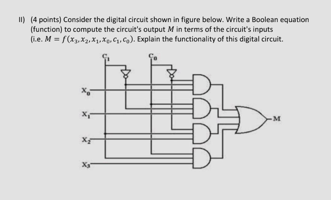 Solved II) (4 points) Consider the digital circuit shown in | Chegg.com