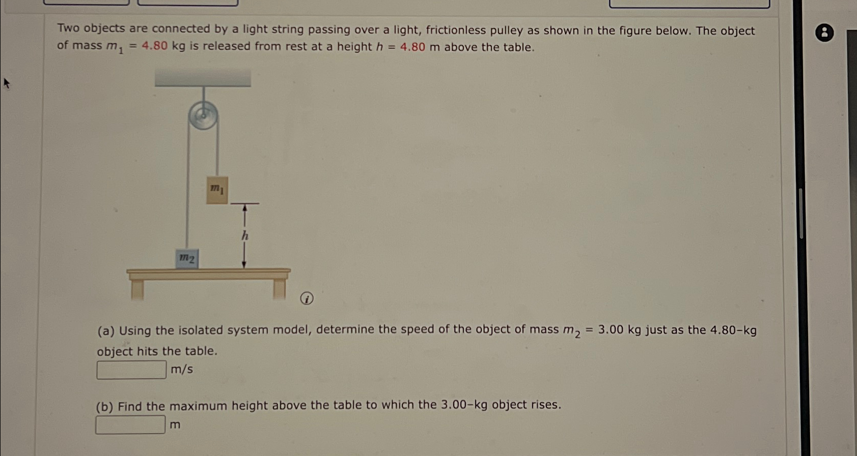 Solved Two objects are connected by a light string passing | Chegg.com