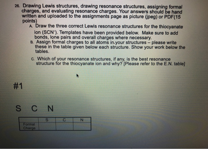 Solved 26. Drawing Lewis structures, drawing resonance | Chegg.com