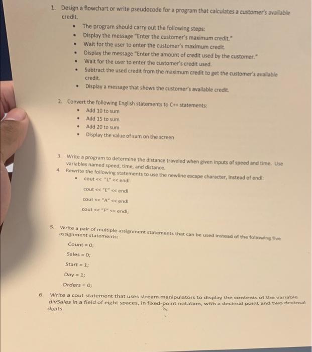 Solved . 1. Design a flowchart or write pseudocode for a | Chegg.com