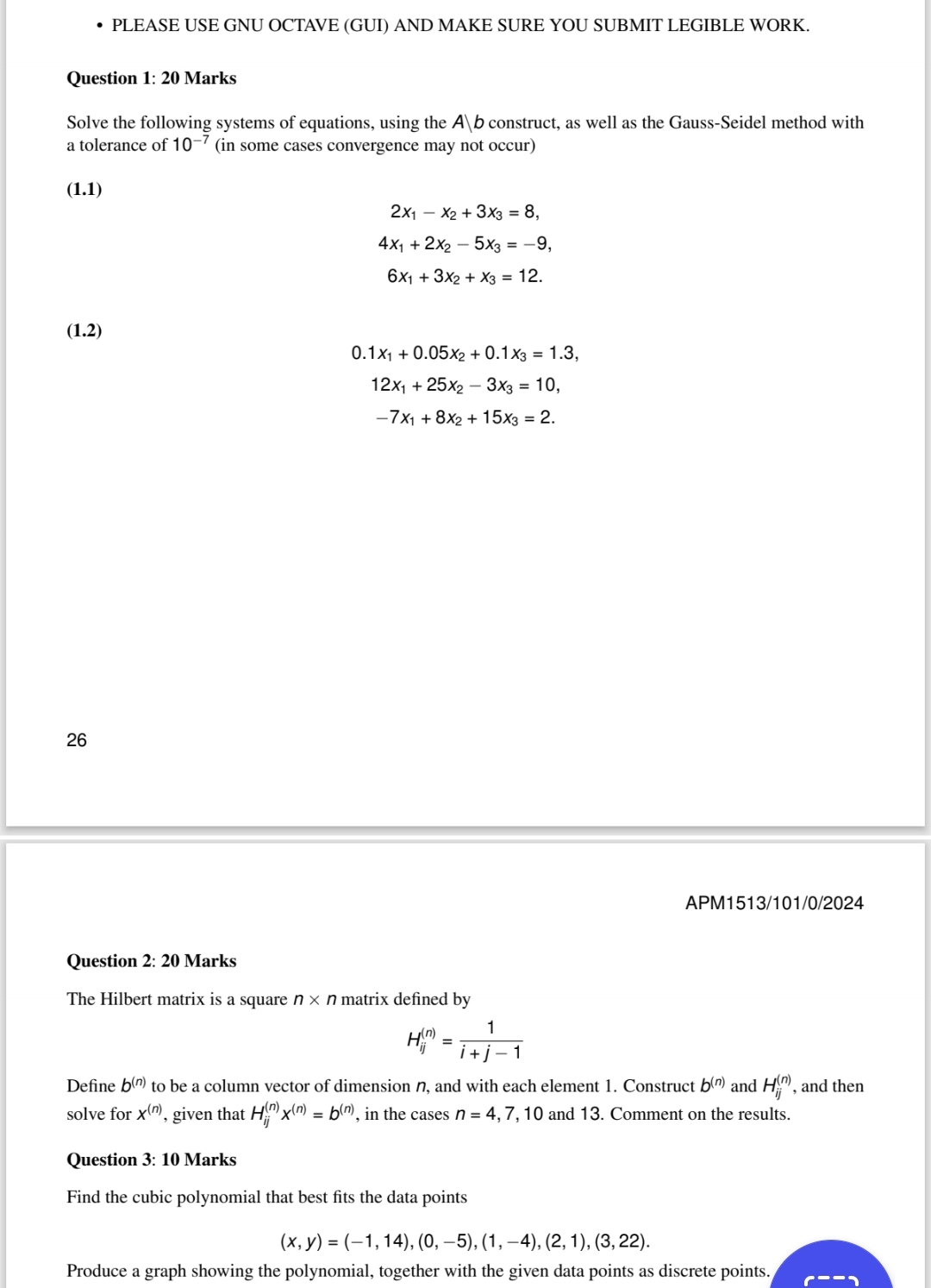 Solved PLEASE USE GNU OCTAVE (GUI) AND MAKE SURE YOU SUBMIT | Chegg.com Solved PLEASE USE GNU OCTAVE (GUI) AND MAKE SURE YOU SUBMIT | Chegg.com