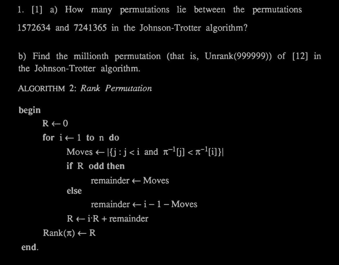 Solved [1] ﻿a) ﻿How many permutations lie between the | Chegg.com