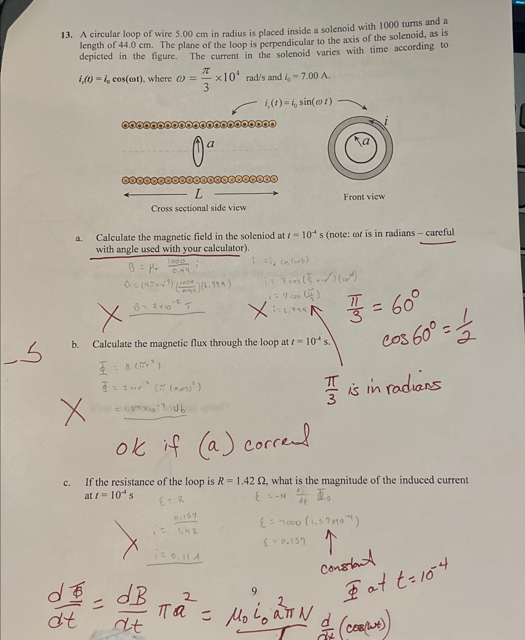 Solved A circular loop of wire 5.00cm ﻿in radius is placed | Chegg.com