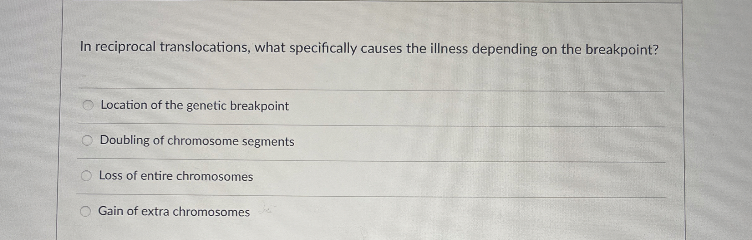 Solved In reciprocal translocations, what specifically | Chegg.com