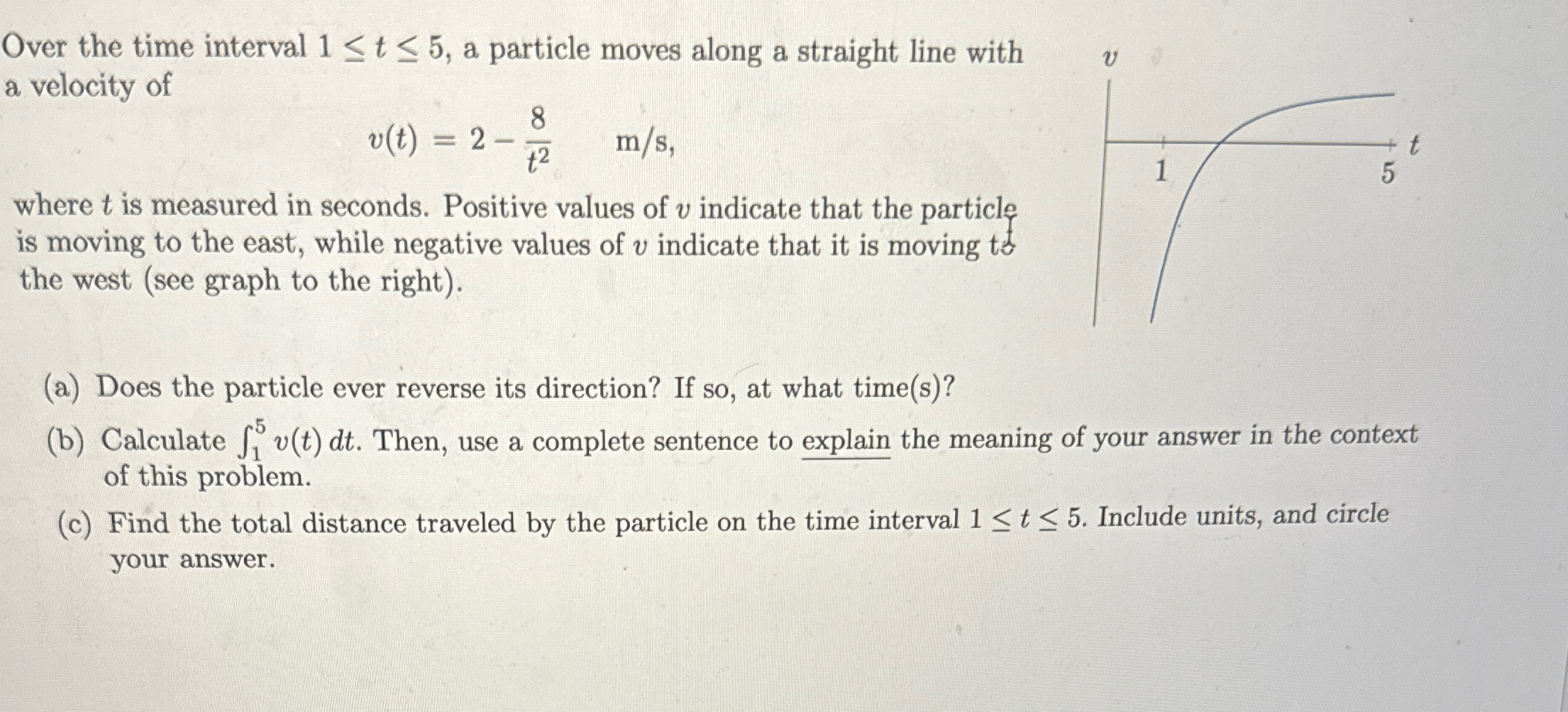 Solved Over the time interval 1≤t≤5, ﻿a particle moves along | Chegg.com
