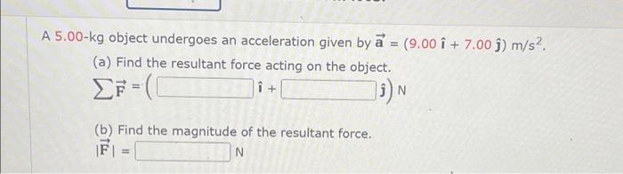 Solved A 5 00 Kg Object Undergoes An Acceleration Given By A