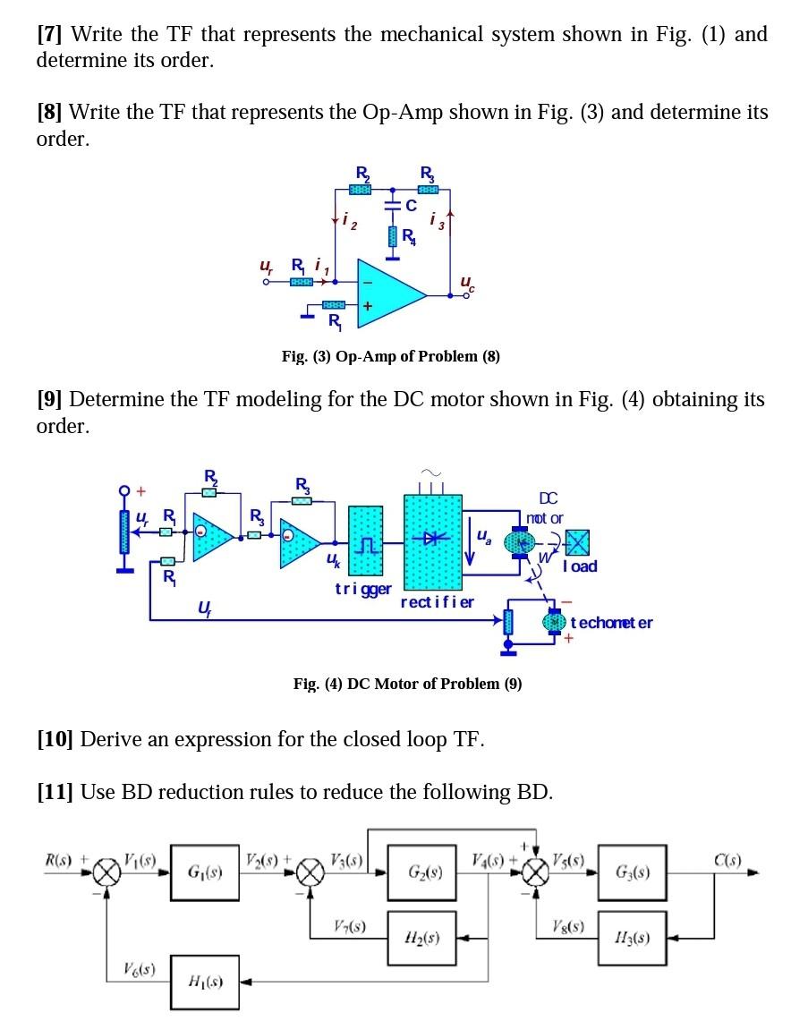 Solved [7] Write the TF that represents the mechanical | Chegg.com