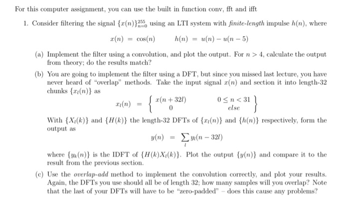 For this computer assignment, you can use the built | Chegg.com