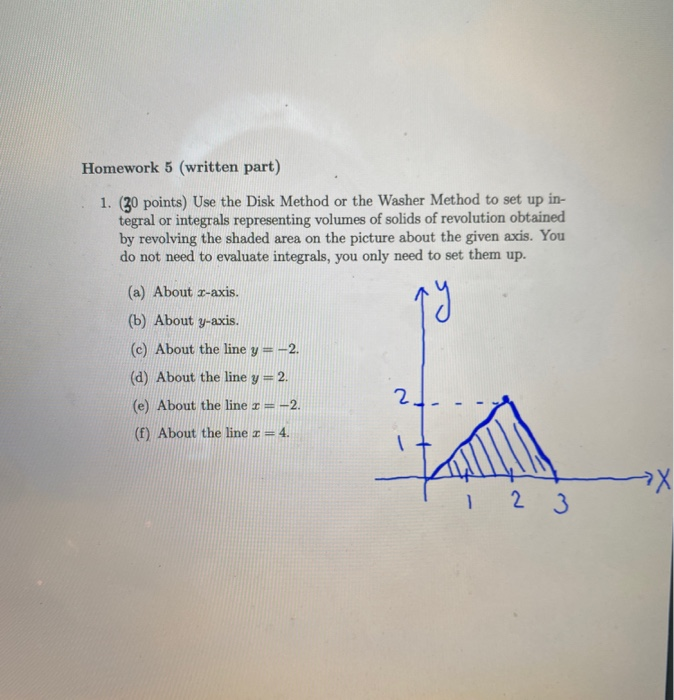 Solved use the disk method or the washer method to set up | Chegg.com