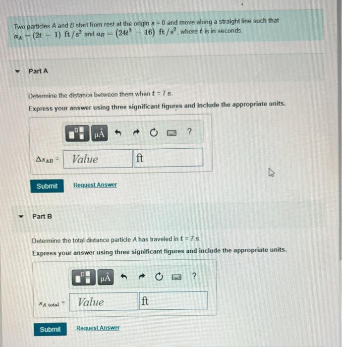 Solved Two particles A and B start from rest at the origin | Chegg.com