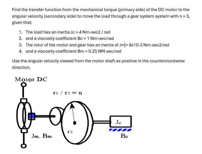 Solved Find the transfer function from the mechanical torque | Chegg.com