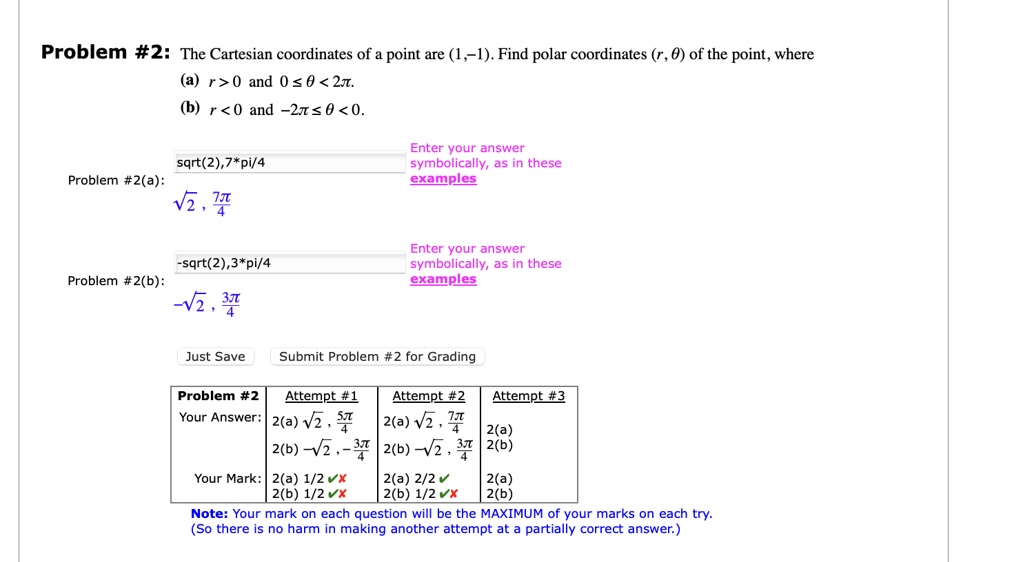 Solved Problem # 2: The Cartesian coordinates of a point are | Chegg.com