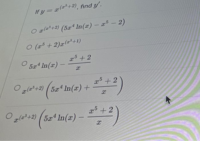 Solved If y=x(x5+2), find y′. | Chegg.com