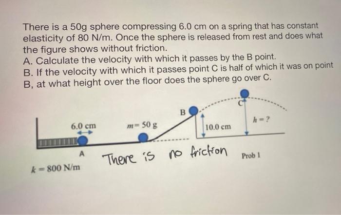 Solved There is a 50g sphere compressing 6.0 cm on a spring | Chegg.com