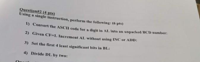 Solved Questiont2 (4 pts) Using a single instruction, | Chegg.com