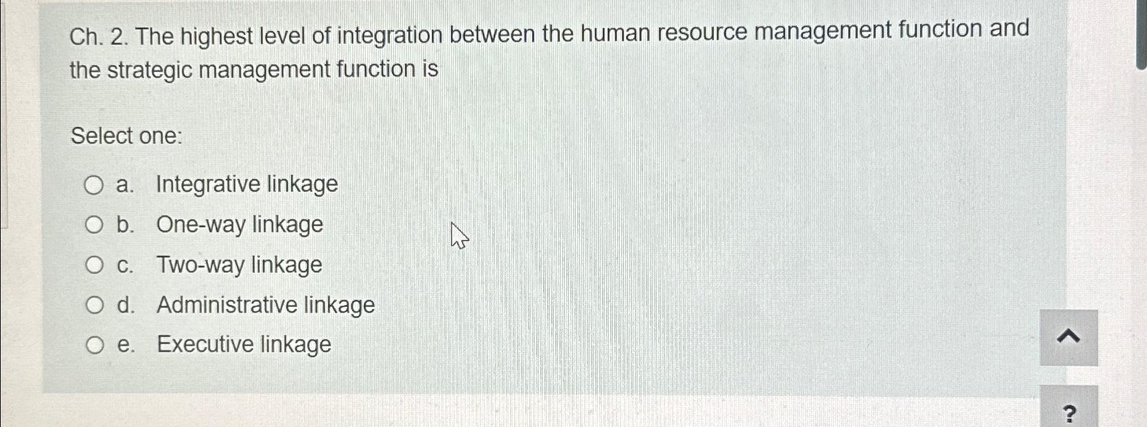 Solved Ch. 2. ﻿The highest level of integration between the | Chegg.com