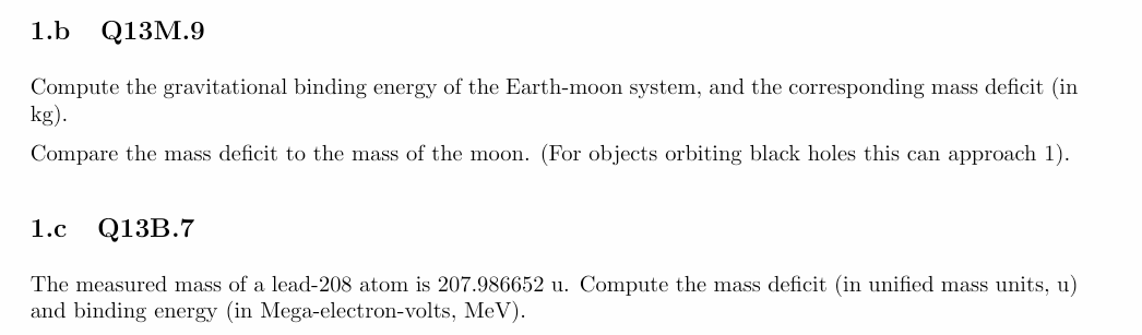 Solved 1.b Q13M. 9Compute the gravitational binding energy | Chegg.com