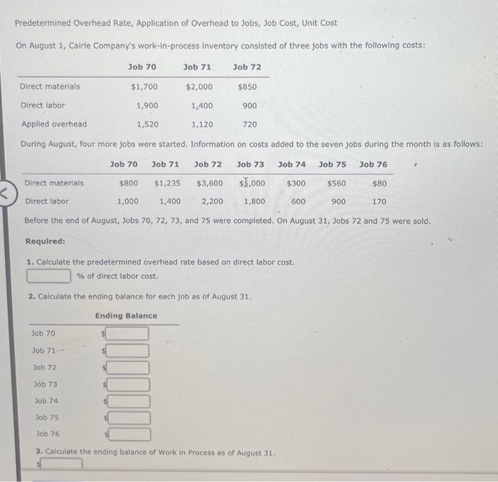 Solved Predetermined Overhead Rate, Application of Overhead | Chegg.com