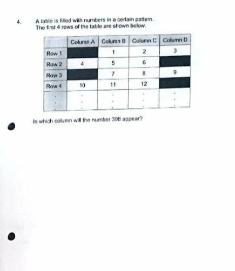 Solved 4. A table is filled with numbers in a certain | Chegg.com