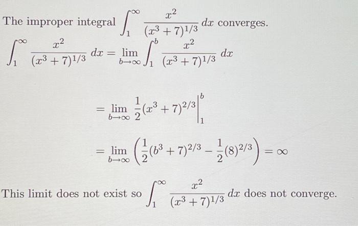 Solved explain each step taken to solve the improper | Chegg.com