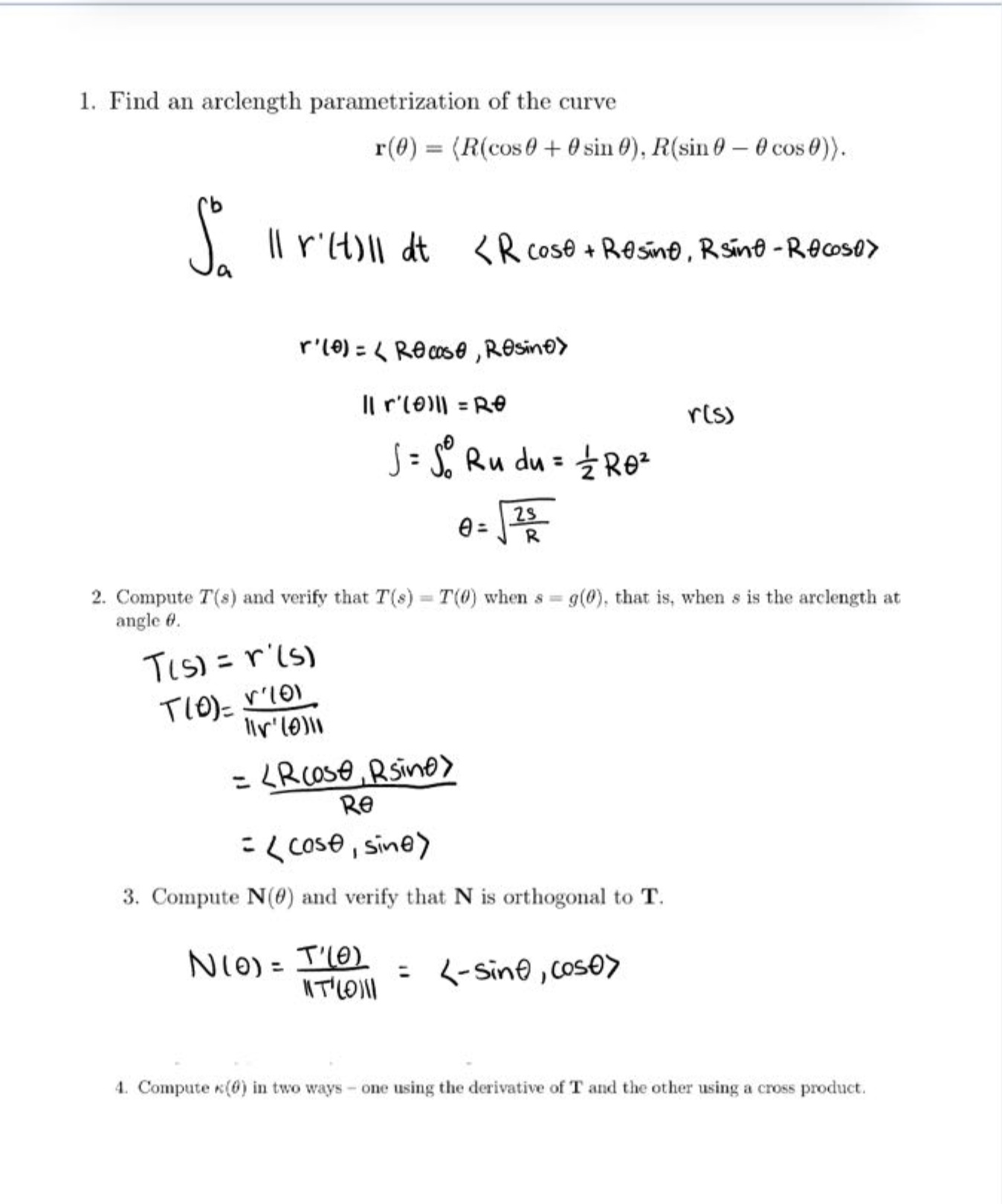 Solved Find an arclength parametrization of the | Chegg.com