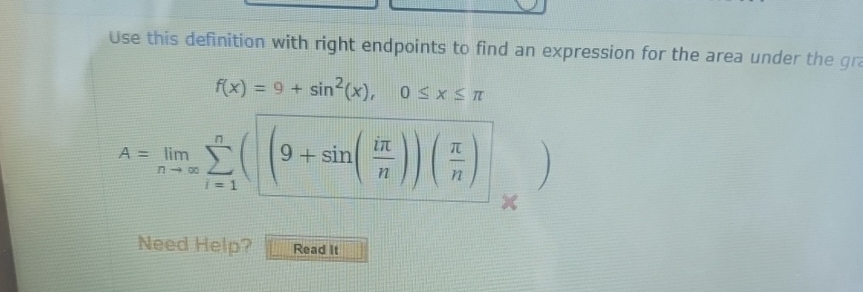 Solved Use this definition with right endpoints to find an | Chegg.com