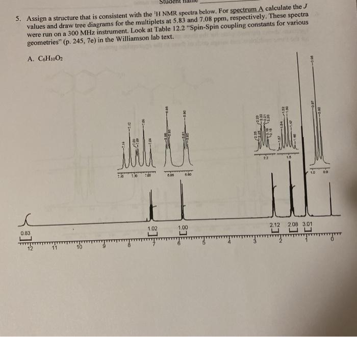 Solved 5 Assign A Structure That Is Consistent With The H 