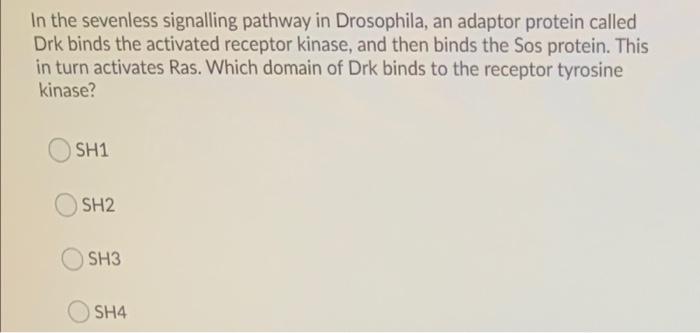 Solved In the sevenless signalling pathway in Drosophila, an | Chegg.com