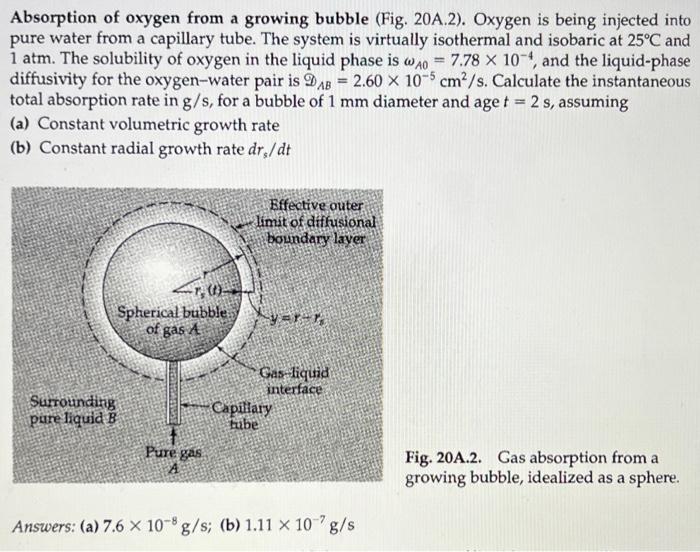 Solved Absorption of oxygen from a growing bubble (Fig. | Chegg.com