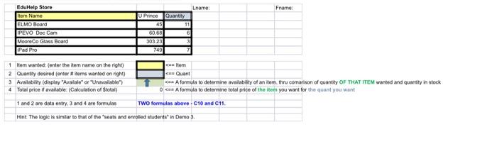 Lname Frame EduHelp Store Item Name ELMO Board TIPLVÔ | Chegg.com