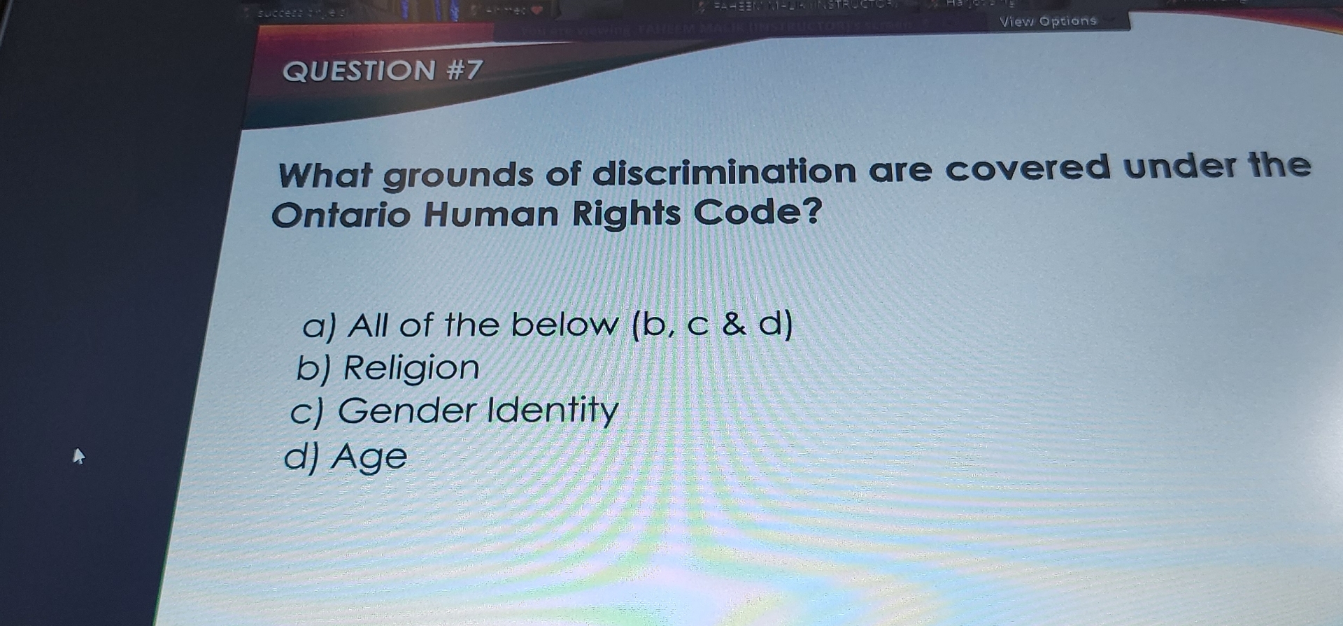 Solved QUESTION #7What grounds of discrimination are covered | Chegg.com