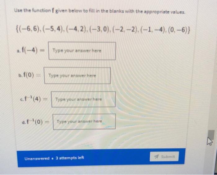 Solved Use the function f given below to fill in the blanks | Chegg.com