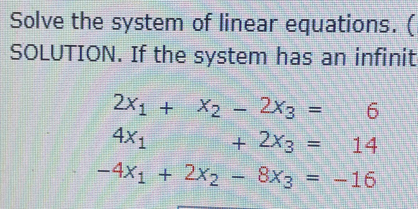 Solved solve the system of linear equations. | Chegg.com