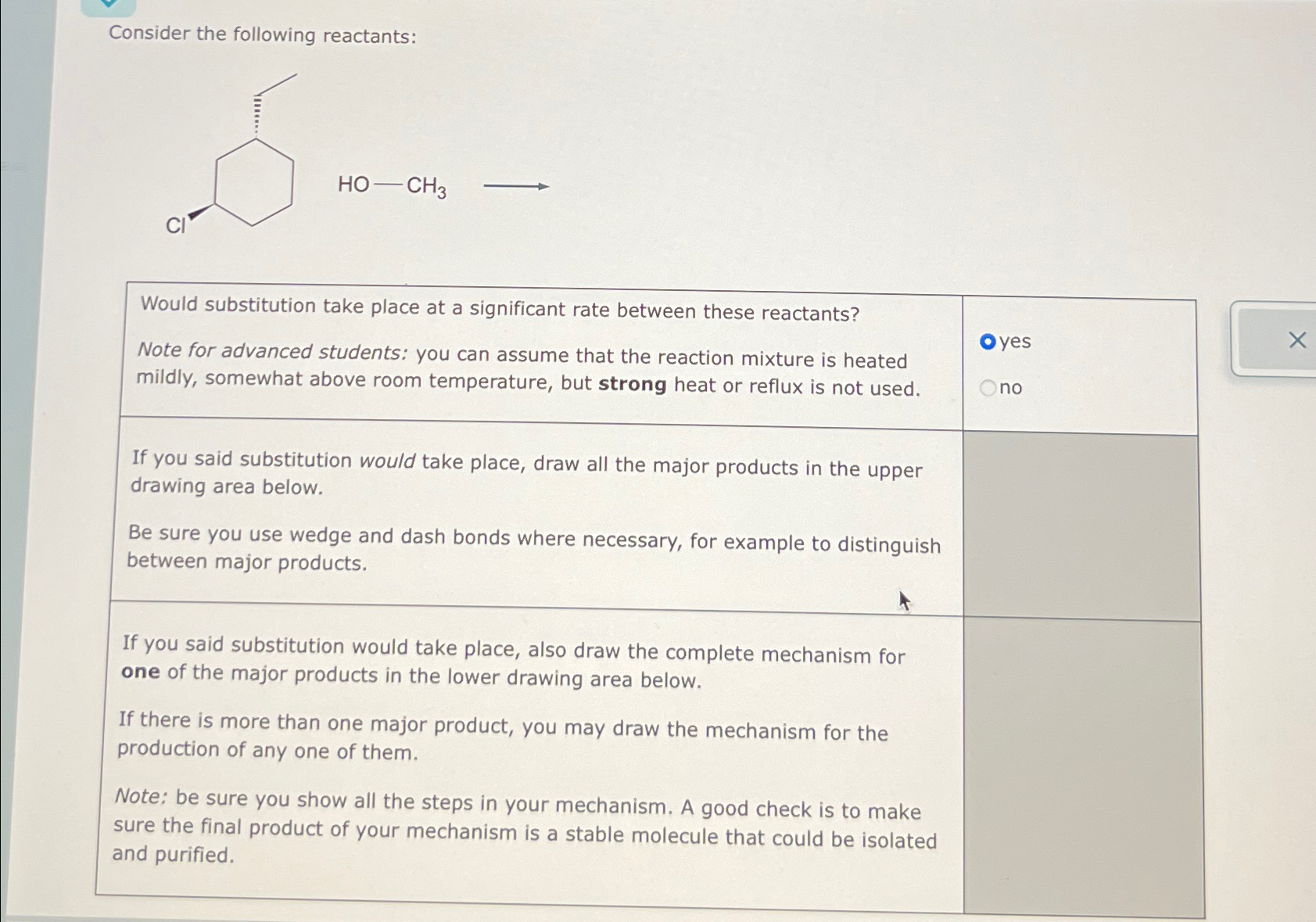 Solved Consider the following reactants:Would substitution | Chegg.com