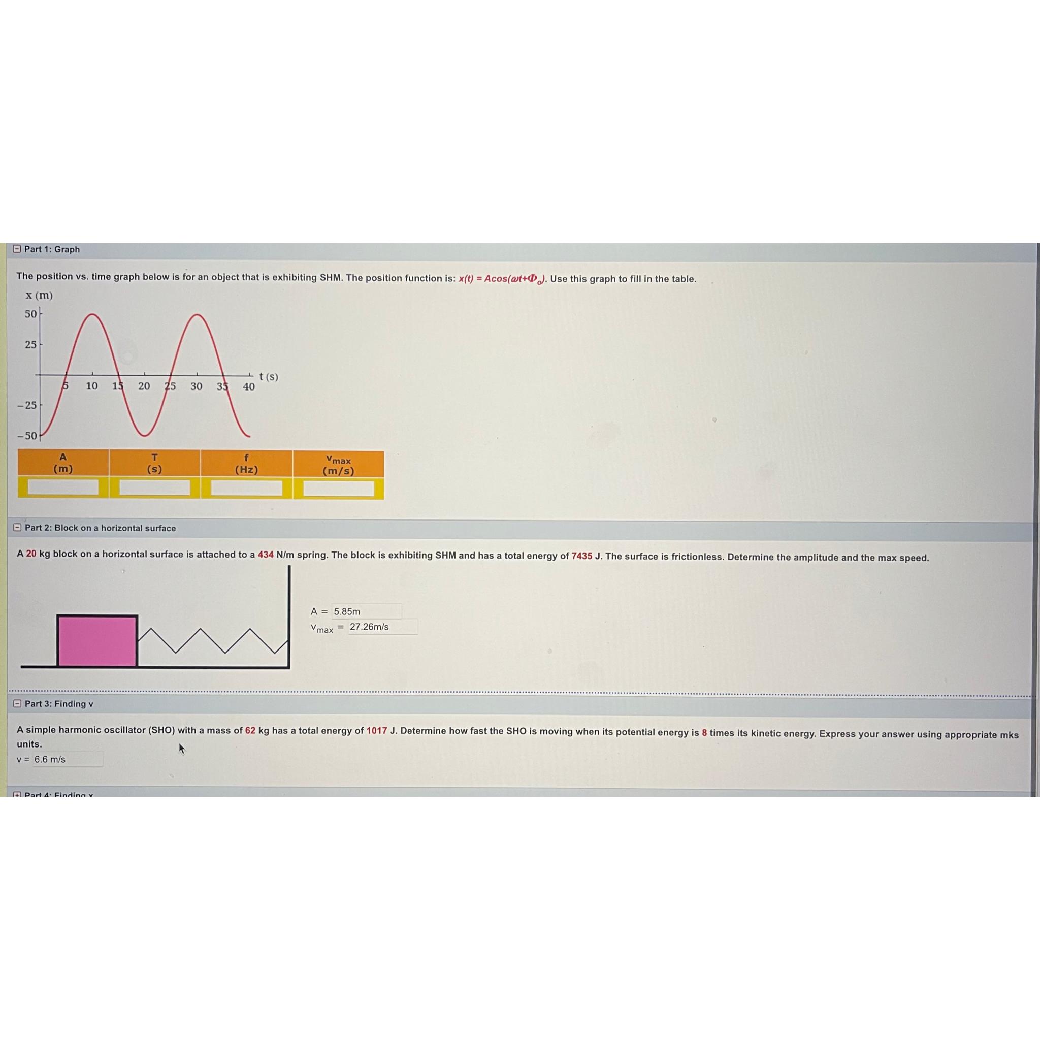Solved Part 1: Graph\table[[A,T,f,vmax | Chegg.com