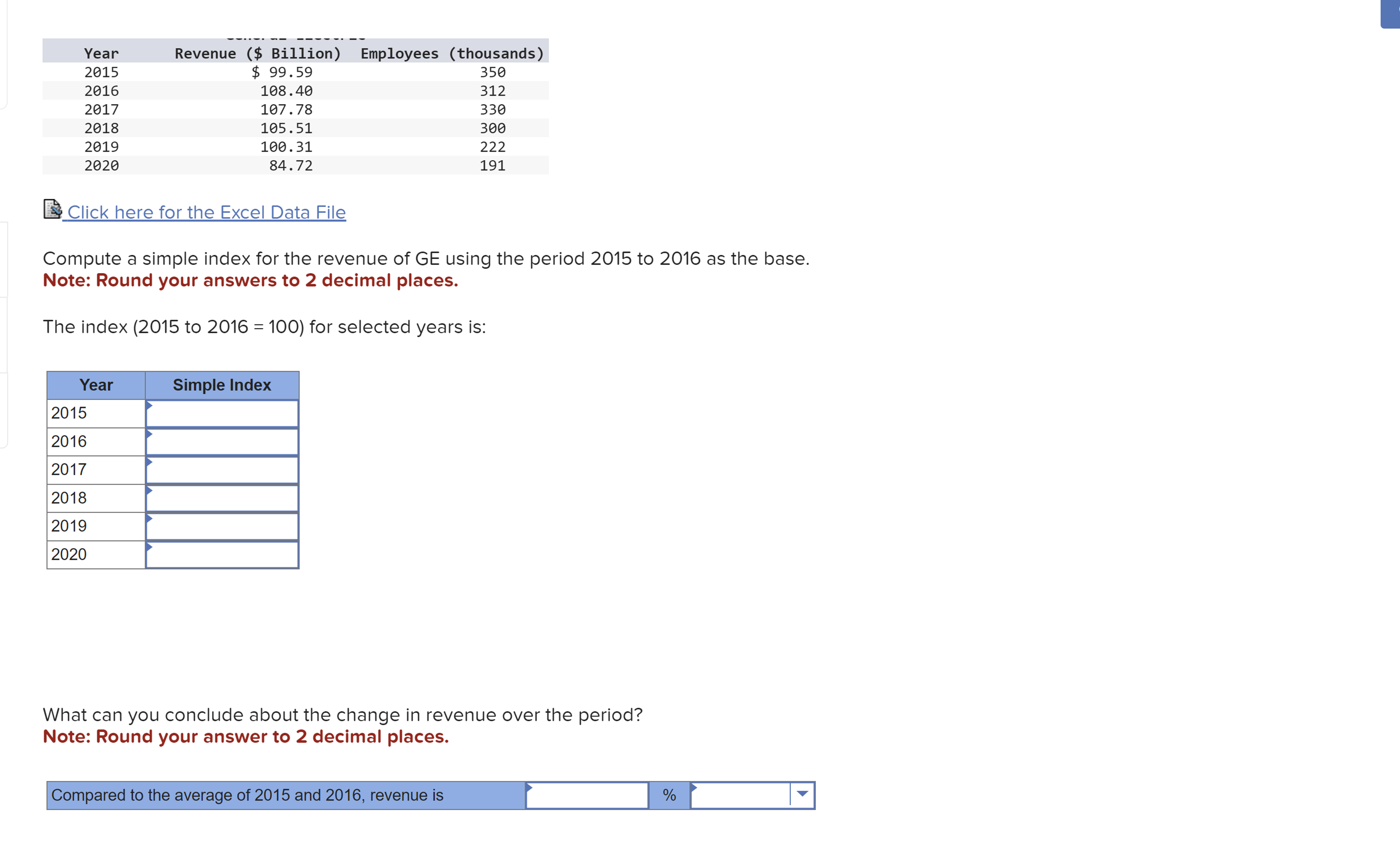 Solved Click here for the Excel Data FileCompute a simple | Chegg.com