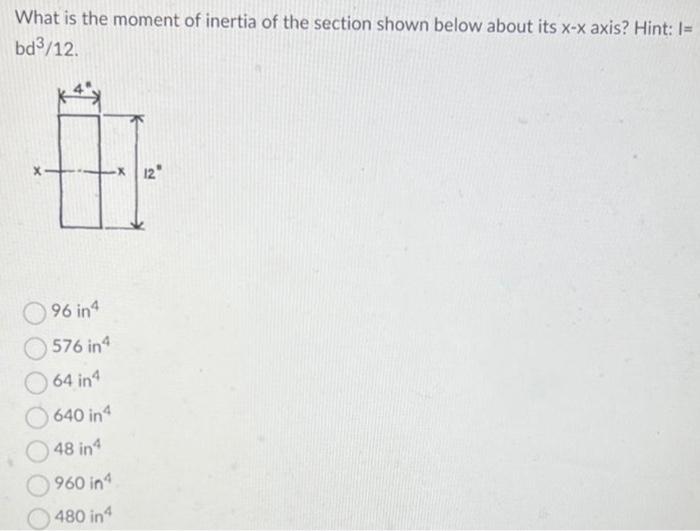 Solved What is the moment of inertia of the section shown | Chegg.com