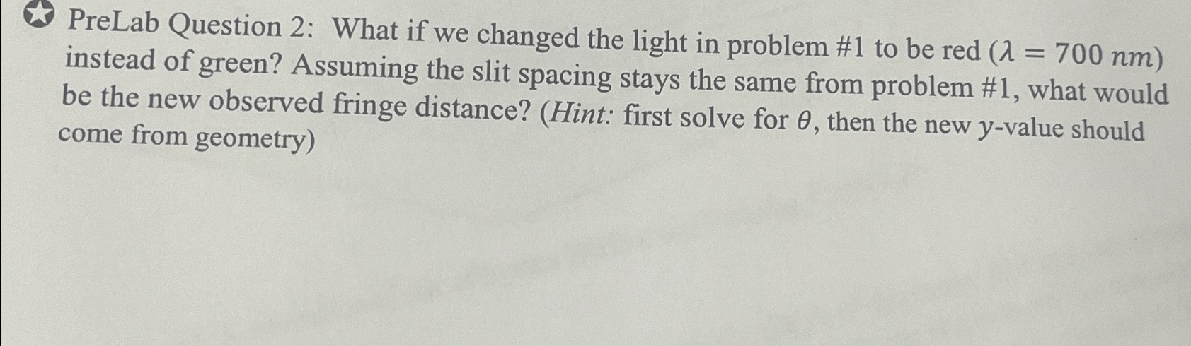 Solved PreLab Question 2: What if we changed the light in | Chegg.com
