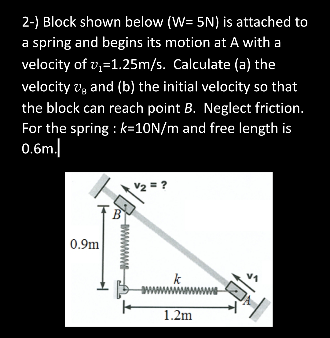 Solved 2-) ﻿Block shown below ( W=5N ) ﻿is attached to a | Chegg.com