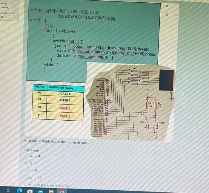 Solved What will be displayed on the display in case?? | Chegg.com