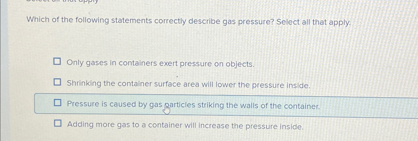 Solved Which of the following statements correctly describe | Chegg.com