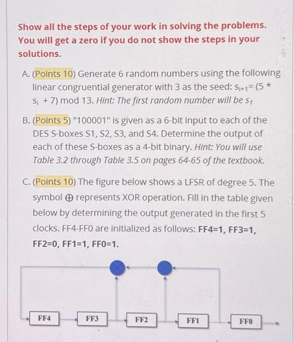 Solved Show all the steps of your work in solving the | Chegg.com