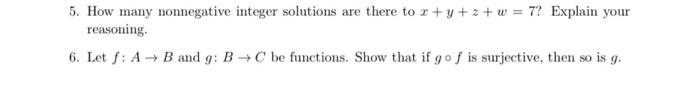 Solved 5. How many nonnegative integer solutions are there | Chegg.com